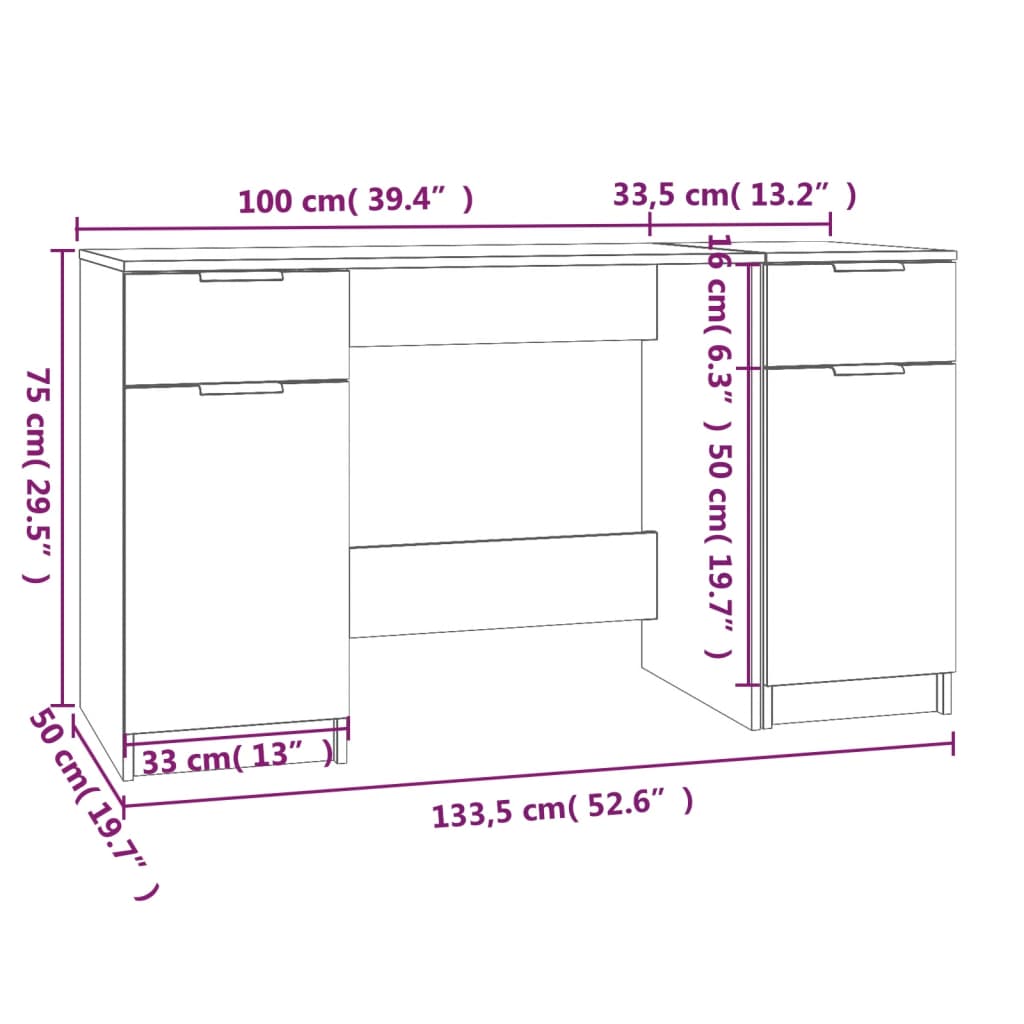 vidaXL Desk with Side Cabinet White Engineered Wood | vidaXL.com.au