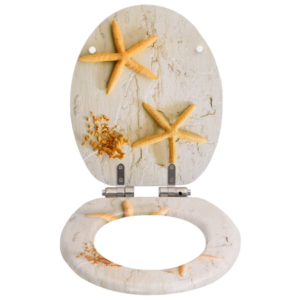 vidaXL WC Toilet Seat with Soft Close Lid MDF Starfish Design | vidaXL ...