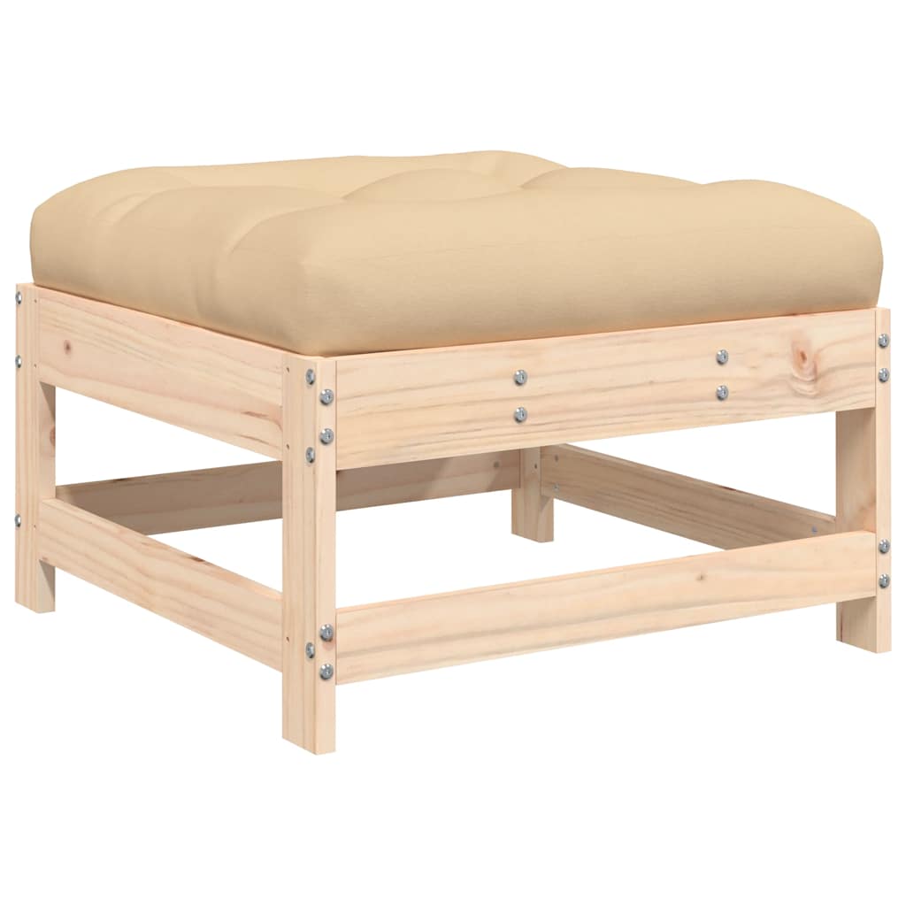 vidaXL Garden Footstool with Cushion Solid Wood Pine | vidaXL.com.au
