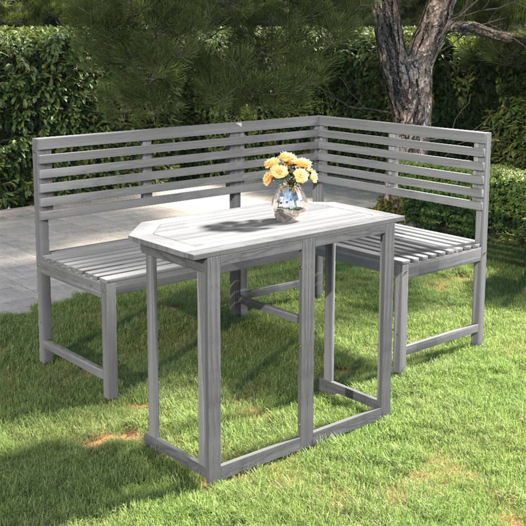 vidaXL Bistro Set | Grey | Solid Acacia wood | Medium | Foldable ...