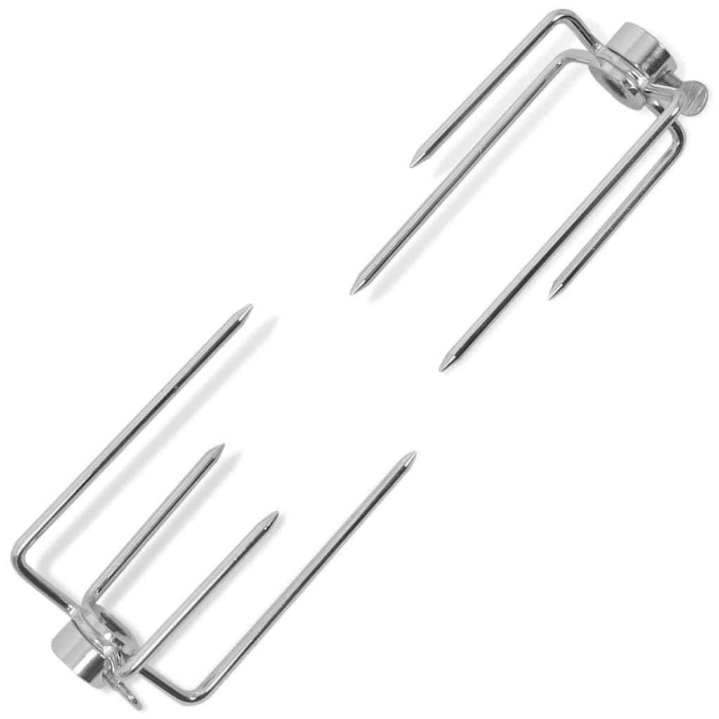 vidaXL BBQ Rotisserie Spit Forks 2 pcs Steel | vidaXL.com.au