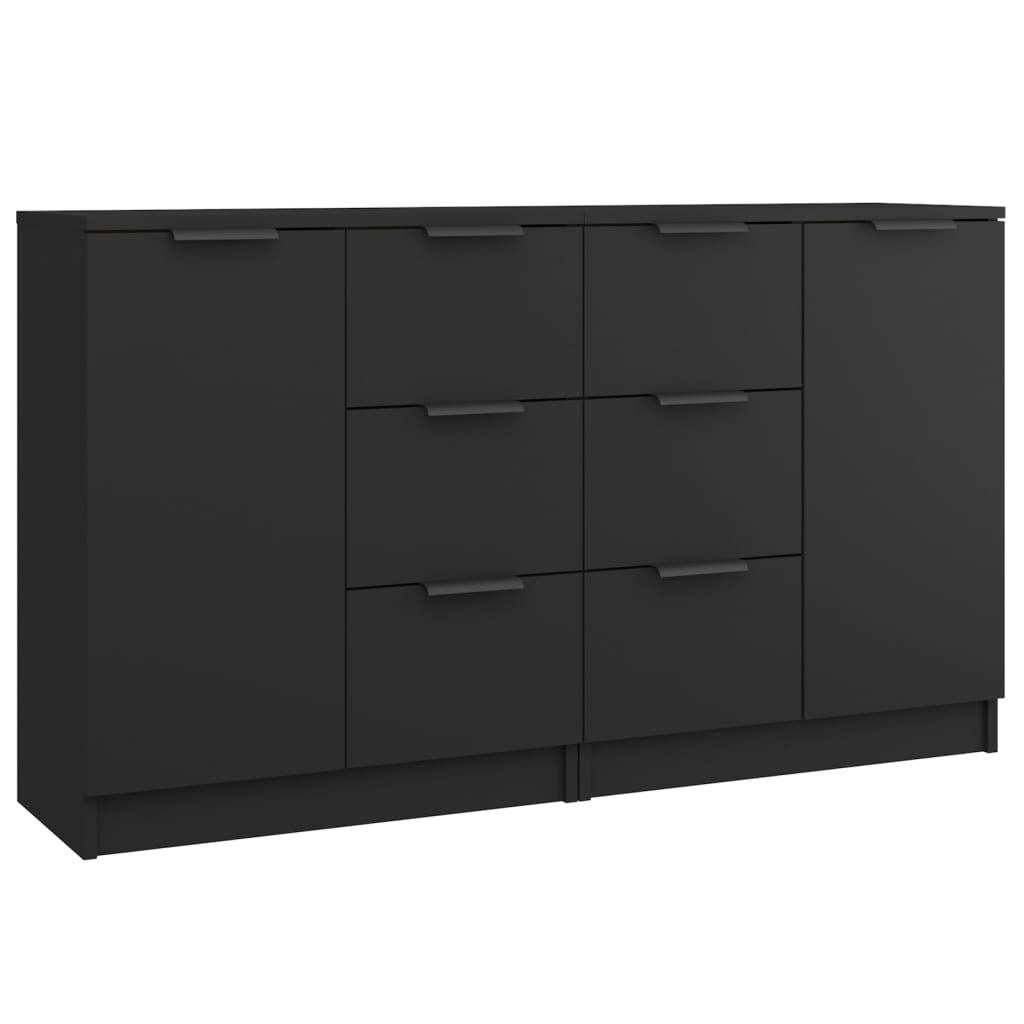 vidaXL Sideboards 2 pcs Black 60x30x70 cm Engineered Wood | vidaXL.com.au