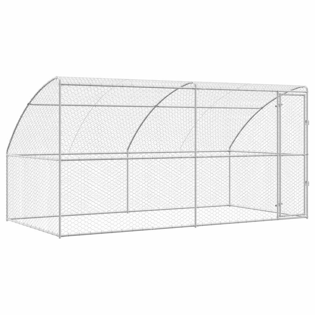 vidaXL Dog Kennel 2 pcs Silver 4 x 2 x 2 m Galvanised steel | vidaXL.com.au