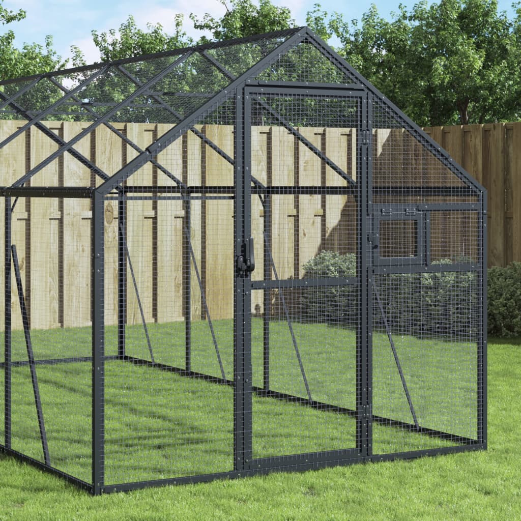 vidaXL Aviary Anthracite 1.79x6x1.85 m Aluminium | vidaXL.com.au
