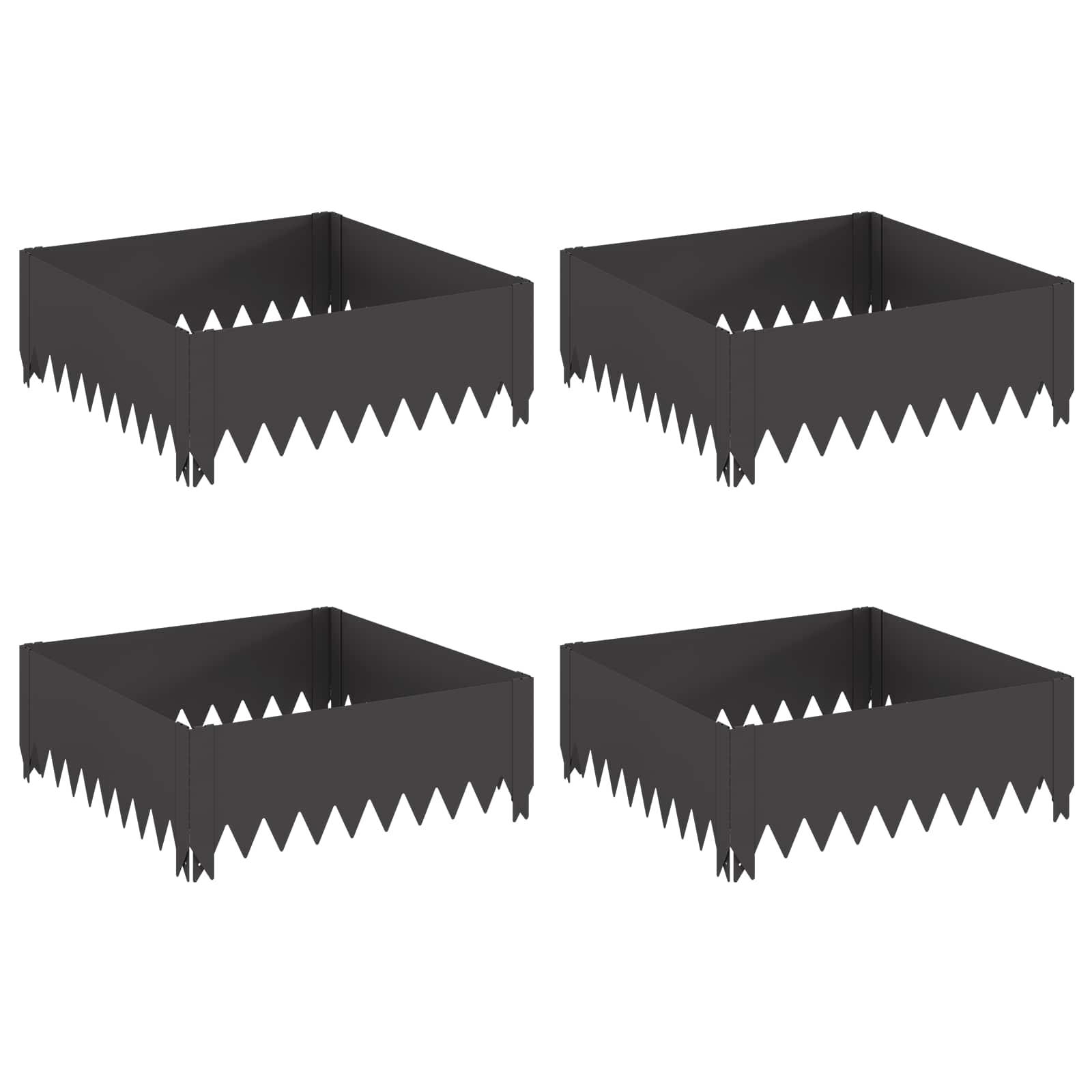 vidaXL Lawn Edging 4 pcs 60 x 60 x 20 cm Steel Black | vidaXL.com.au