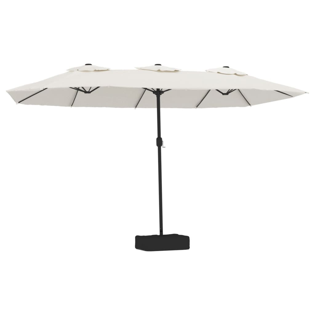 vidaXL Double-Head Parasol with LEDs Sand White 449x245 cm | vidaXL.com.au