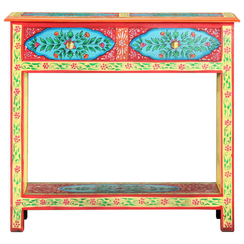 vidaXL Hand Painted Console Table 80x35x75 cm Solid Mango Wood | vidaXL ...