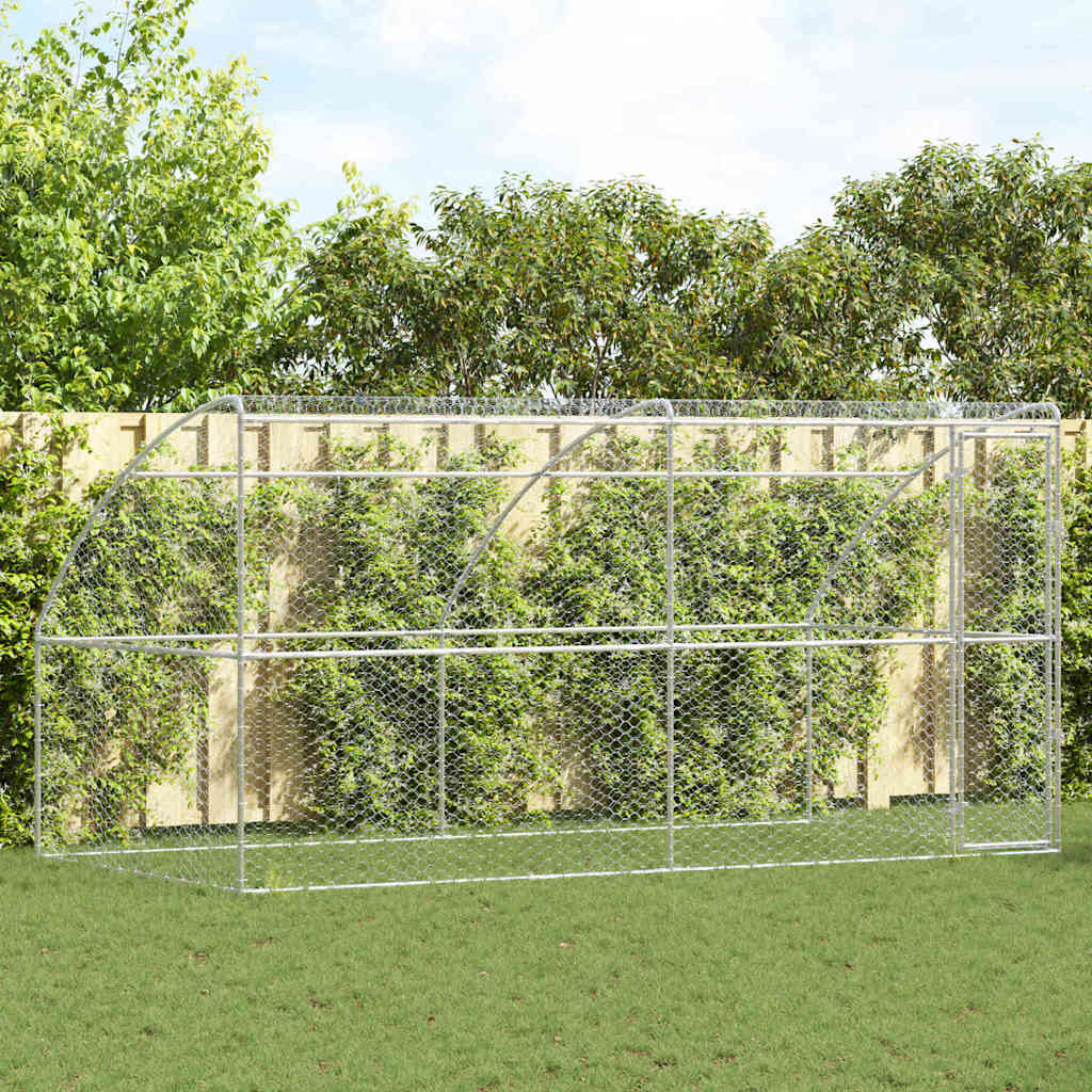 vidaXL Dog Kennel 2 pcs Silver 4 x 2 x 2 m Galvanised steel | vidaXL.com.au